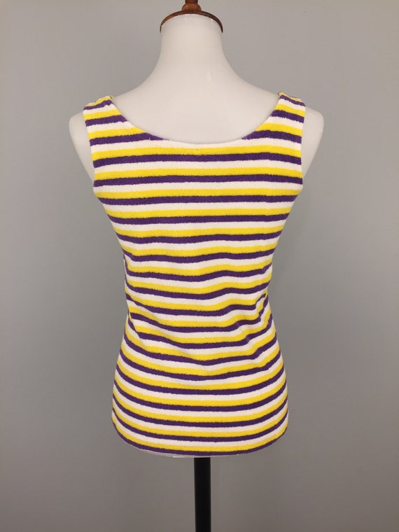 70s Tank Top Terry Cloth Stripe Summer Top Academia K… - Gem