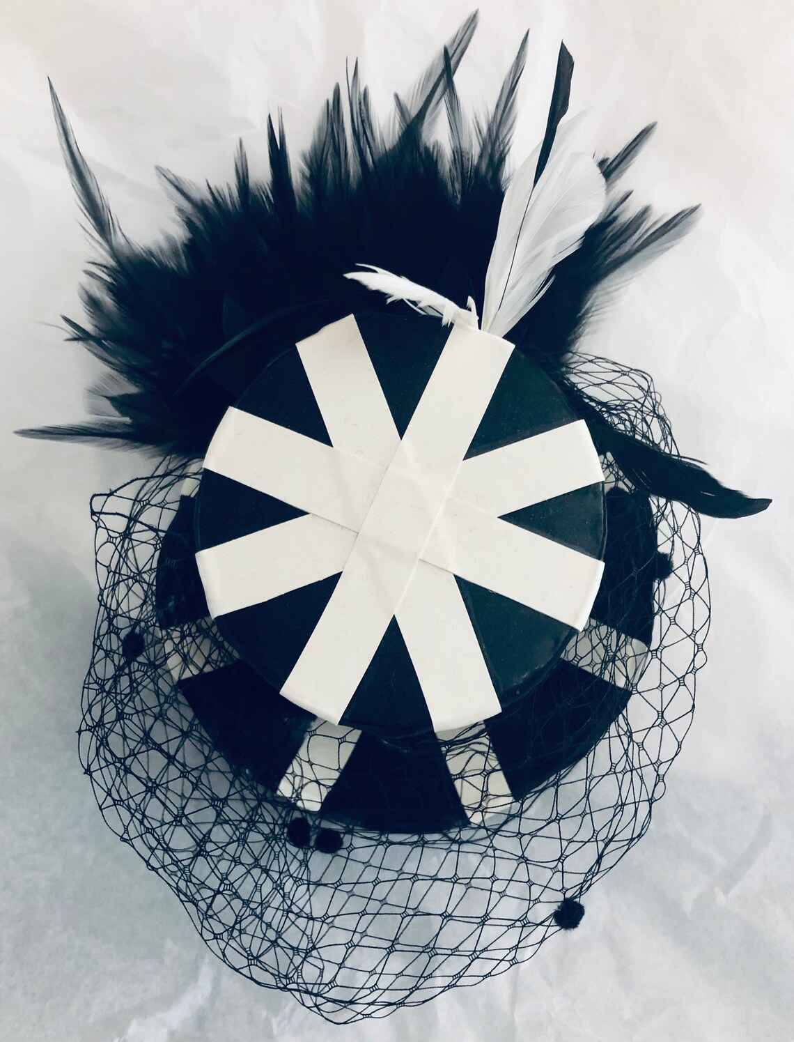 Latex Rubber Mini Striped Top Hat Fascinator With Hackle - Etsy UK