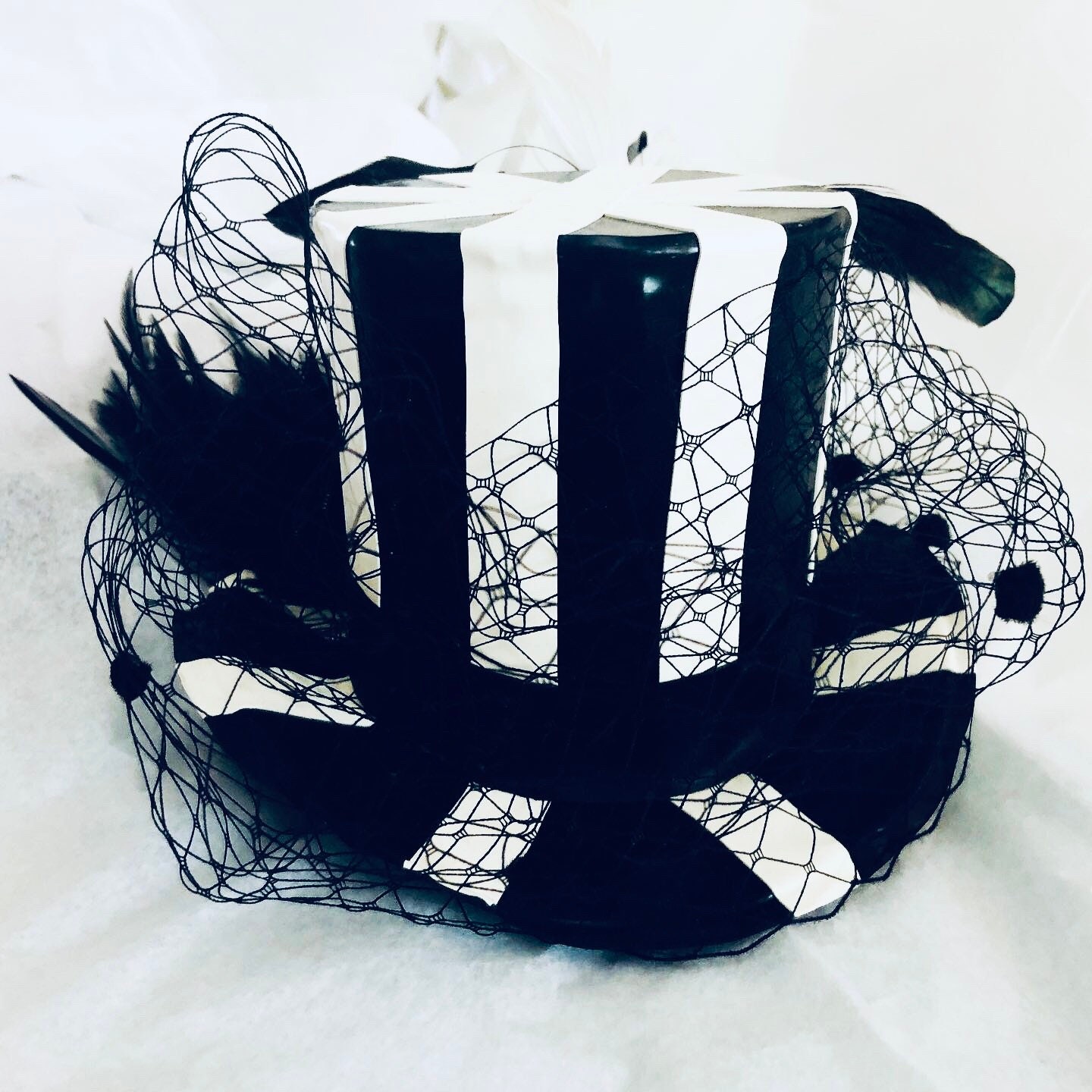 Latex Rubber Mini Striped Top Hat Fascinator With Hackle - Etsy UK