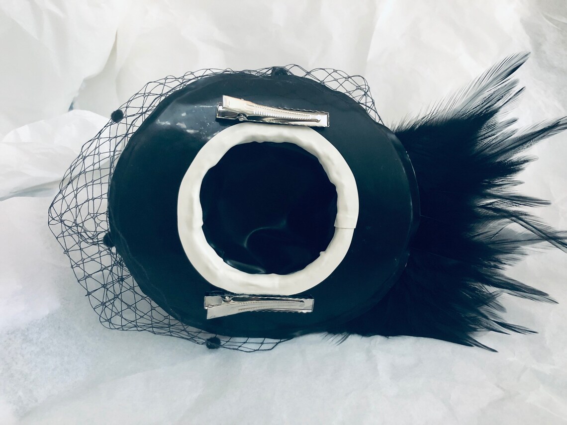 Latex Rubber Mini Striped Top Hat Fascinator With Hackle - Etsy UK