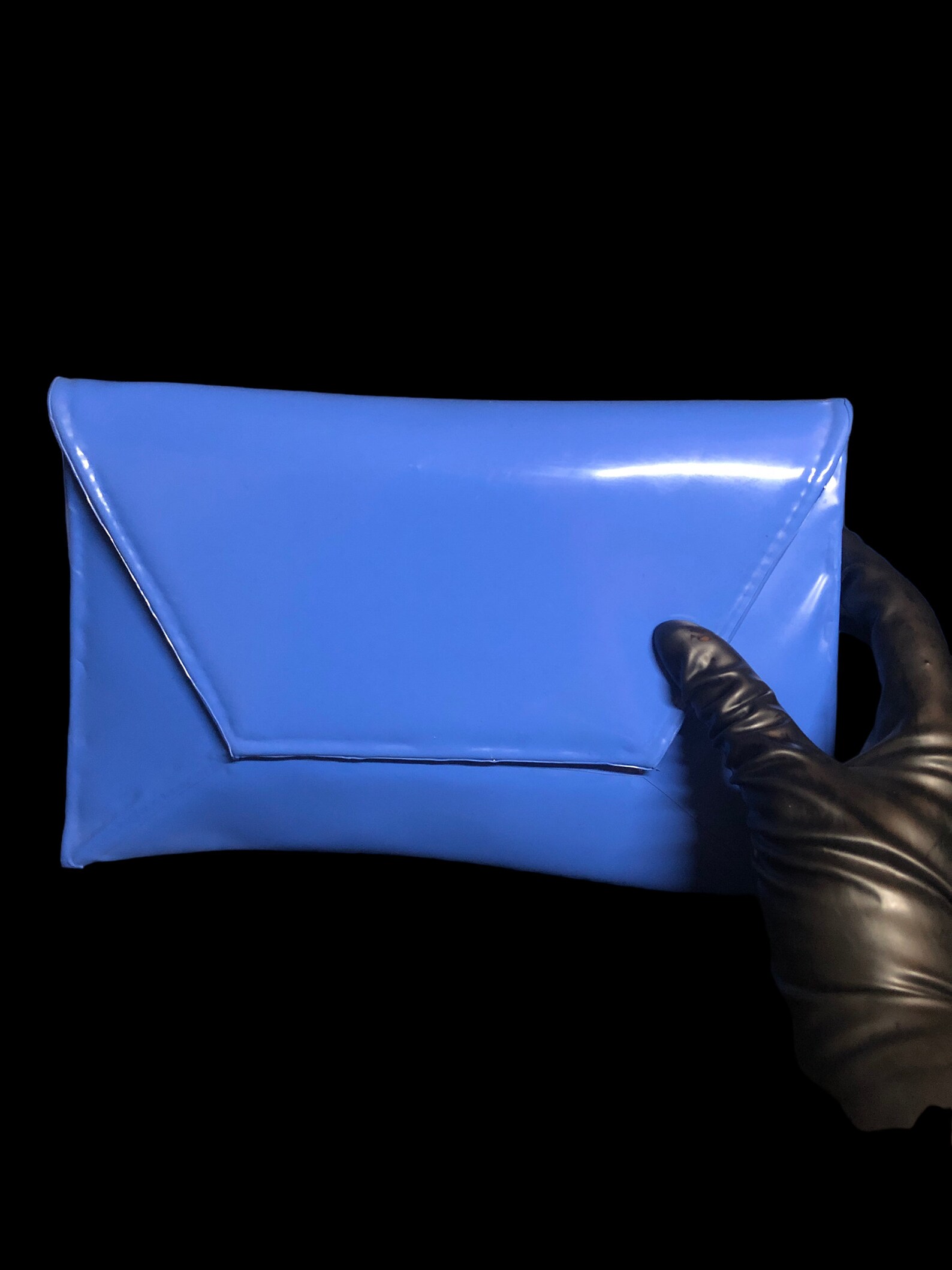 Latex Rubber Clutch Envelope Bag 10.5" With Magnetic Fastening and Gold ...
