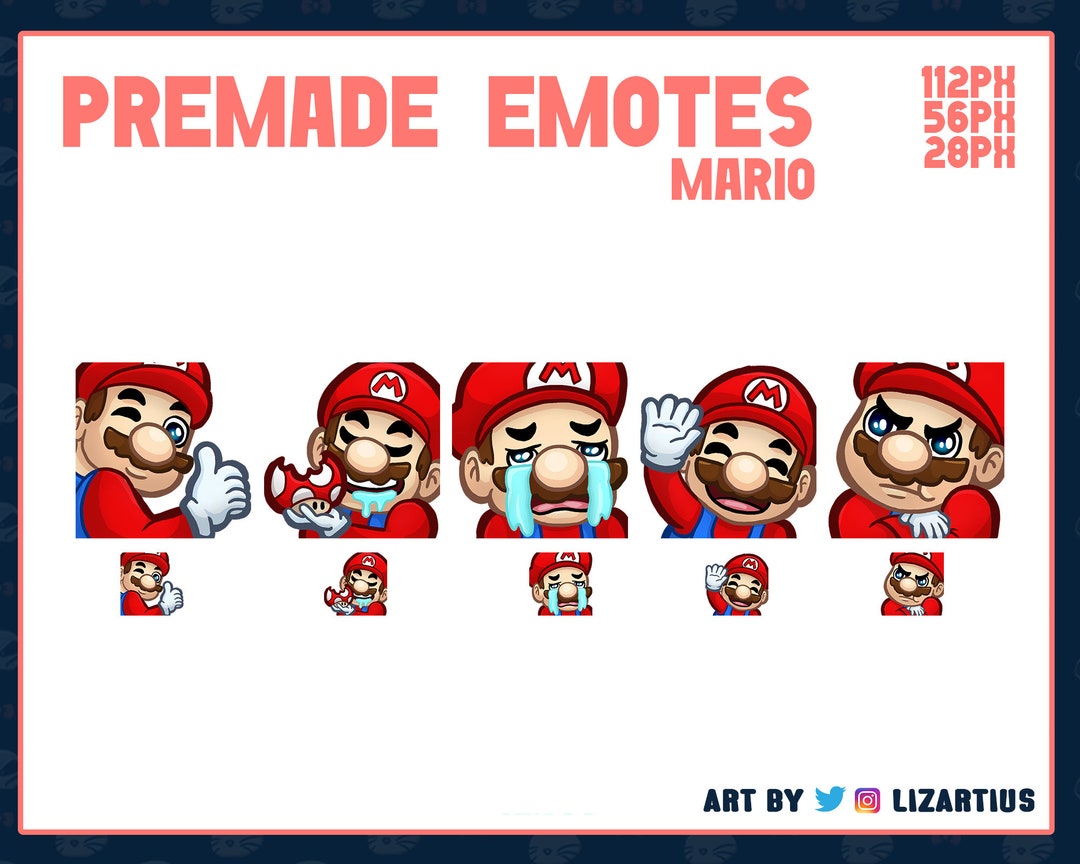 Mario Pre-made Emotes for Twitch Youtube Discord - Etsy