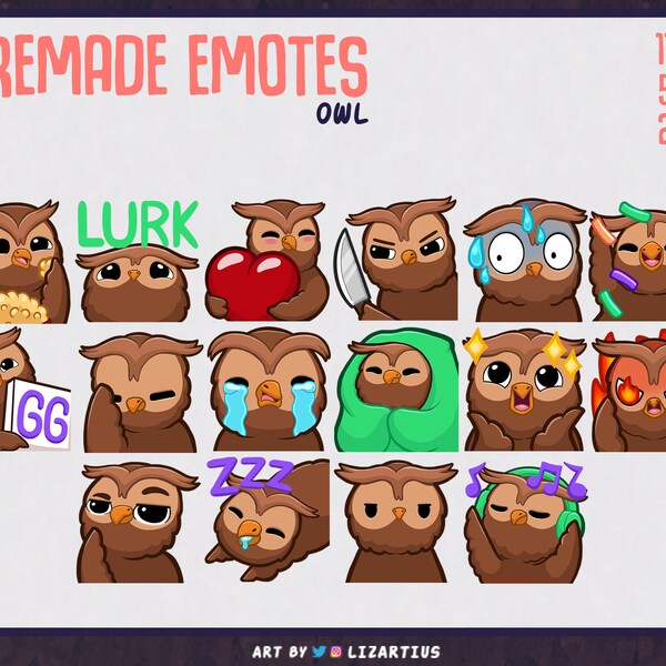 Owl Animated Emotes - Etsy