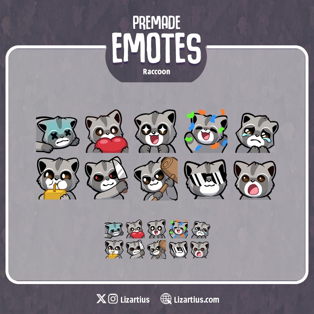 RACCOON TRASH PANDA 10 Premade Emotes Twitch Emotes & Discord Emotes ...