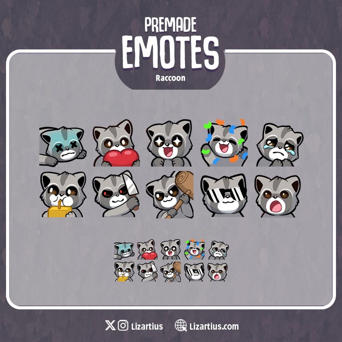 RACCOON - TRASH PANDA | 10 Premade Emotes | Twitch Emotes & Discord ...