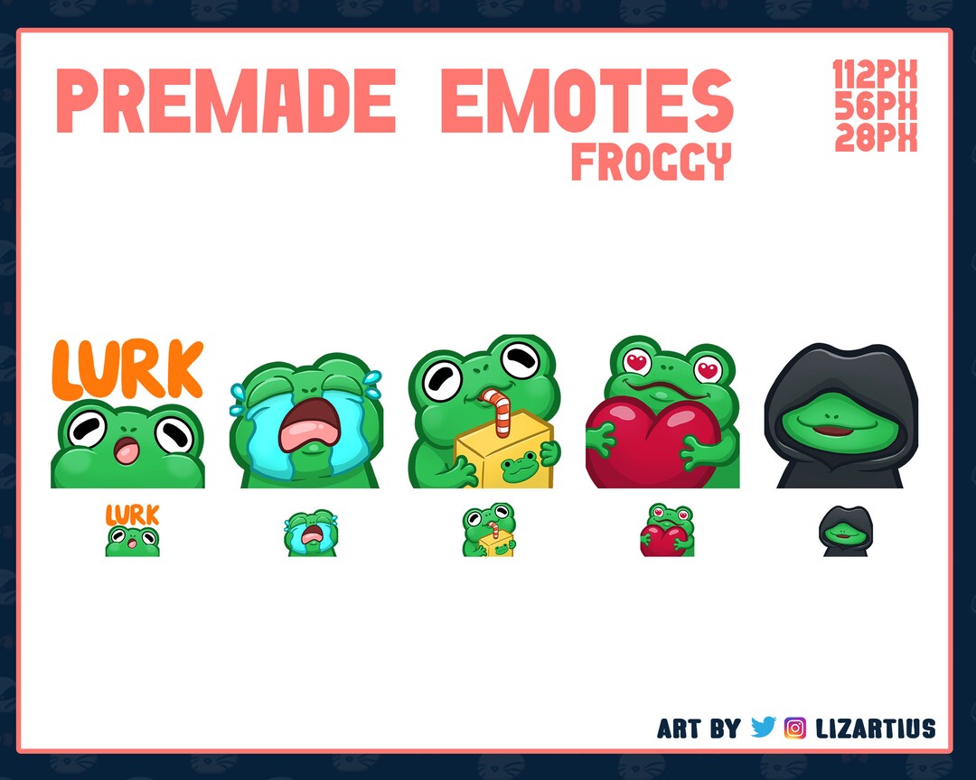 Froggy Frog pre-made emotes for Twitch Youtube Discord - Etsy Nederland