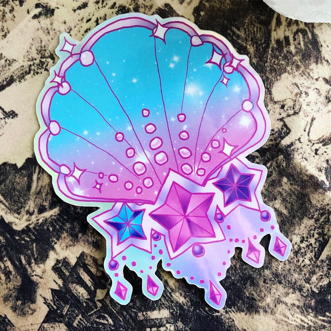 Subtle Trans Pride Mermaid Compact Holographic Sticker Vinyl - Etsy