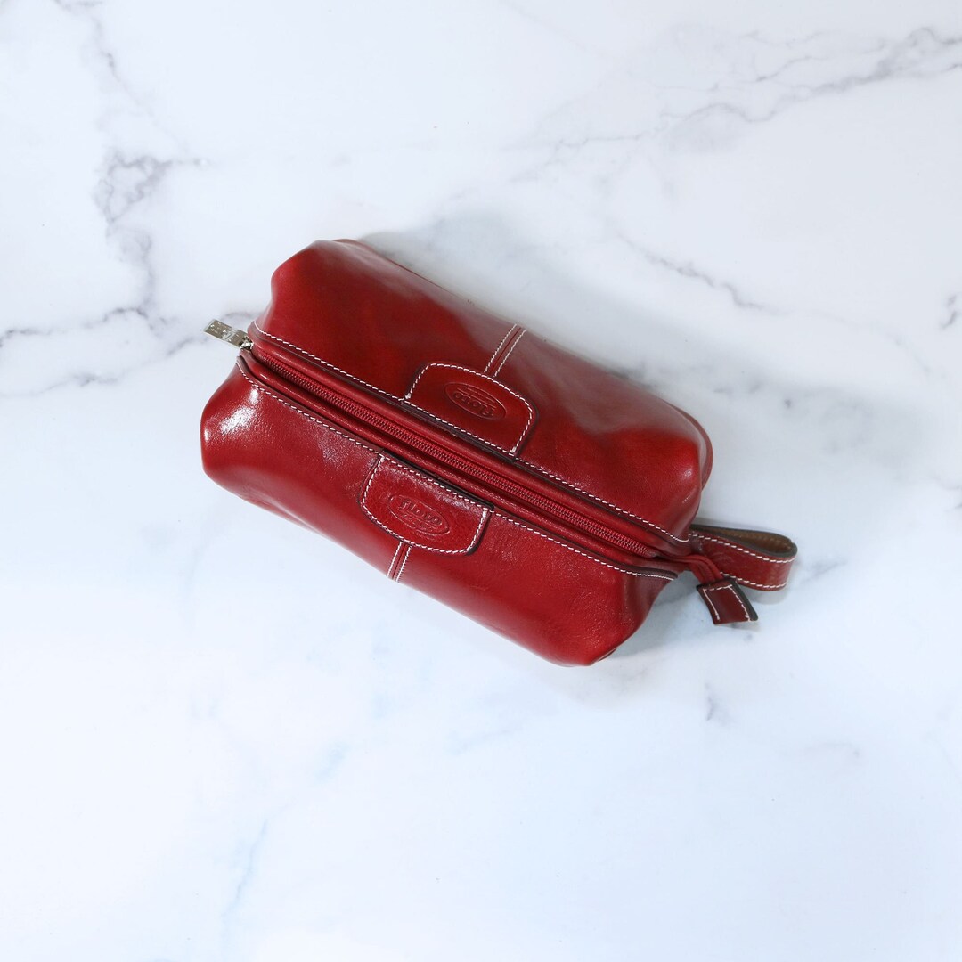 Italian Leather Dopp Kit Bag Leather Toiletry Bag Men's Shave Kit Gift ...