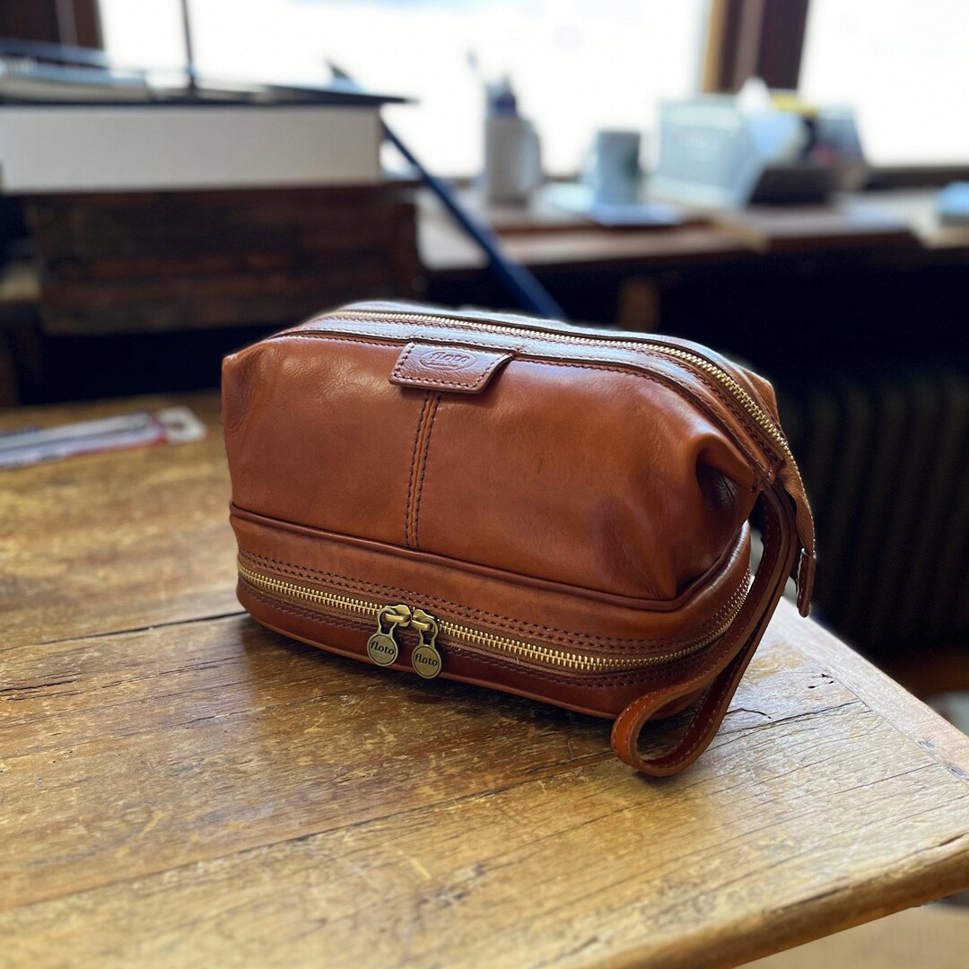 Italian Leather Dopp Kit Bag Toiletry Bag Men's Shave Kit Women's Make ...