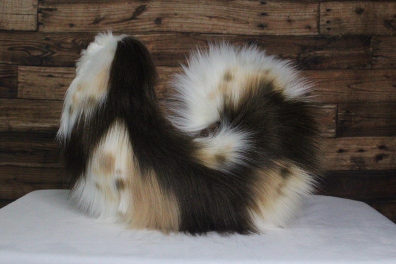 Spotted Brown Tan Beige Cream Faux Fur Curled Puppy Tail - Etsy