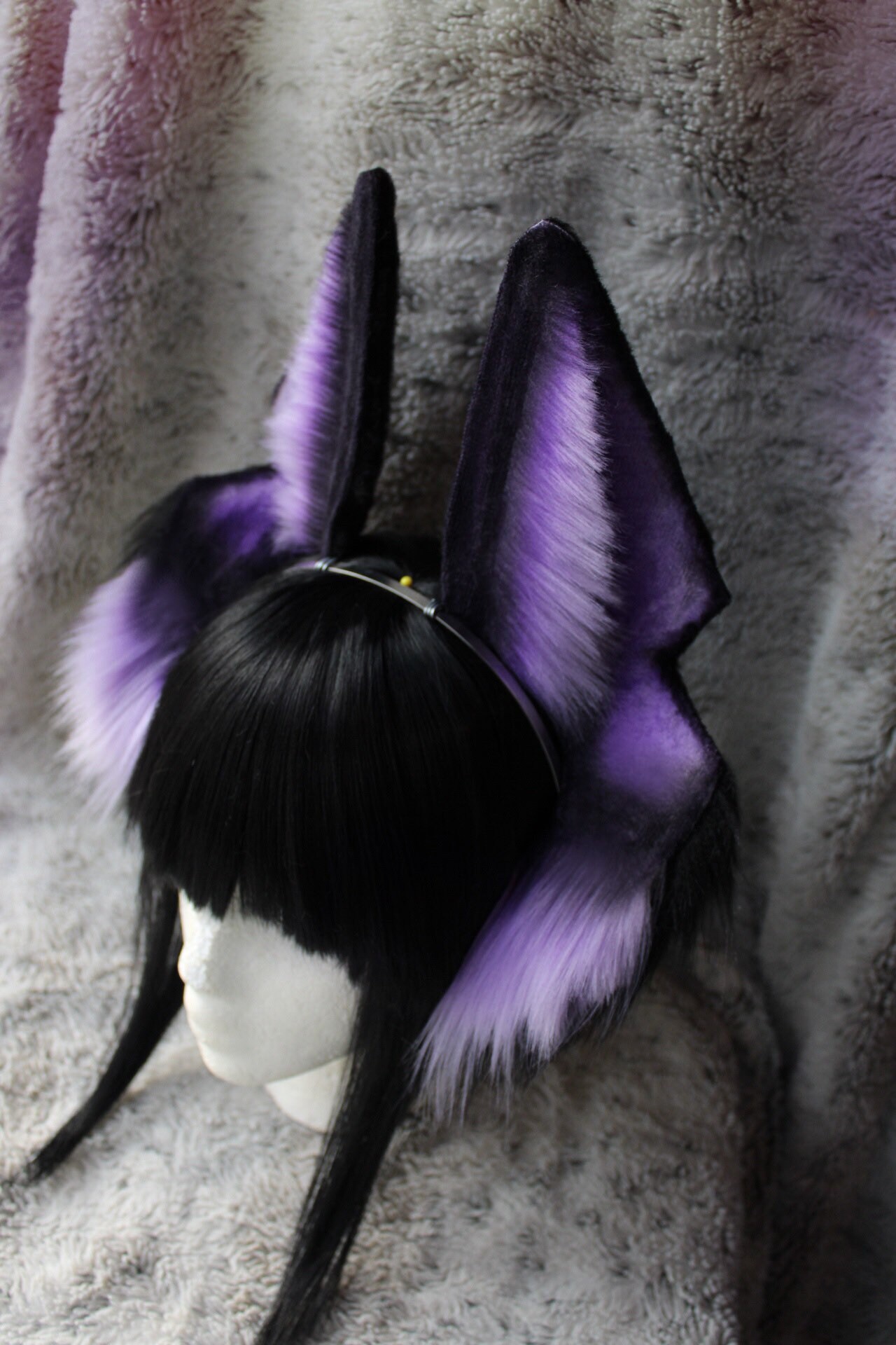 Purple & Black Faux Fur Anubis Ears and Tail | Etsy