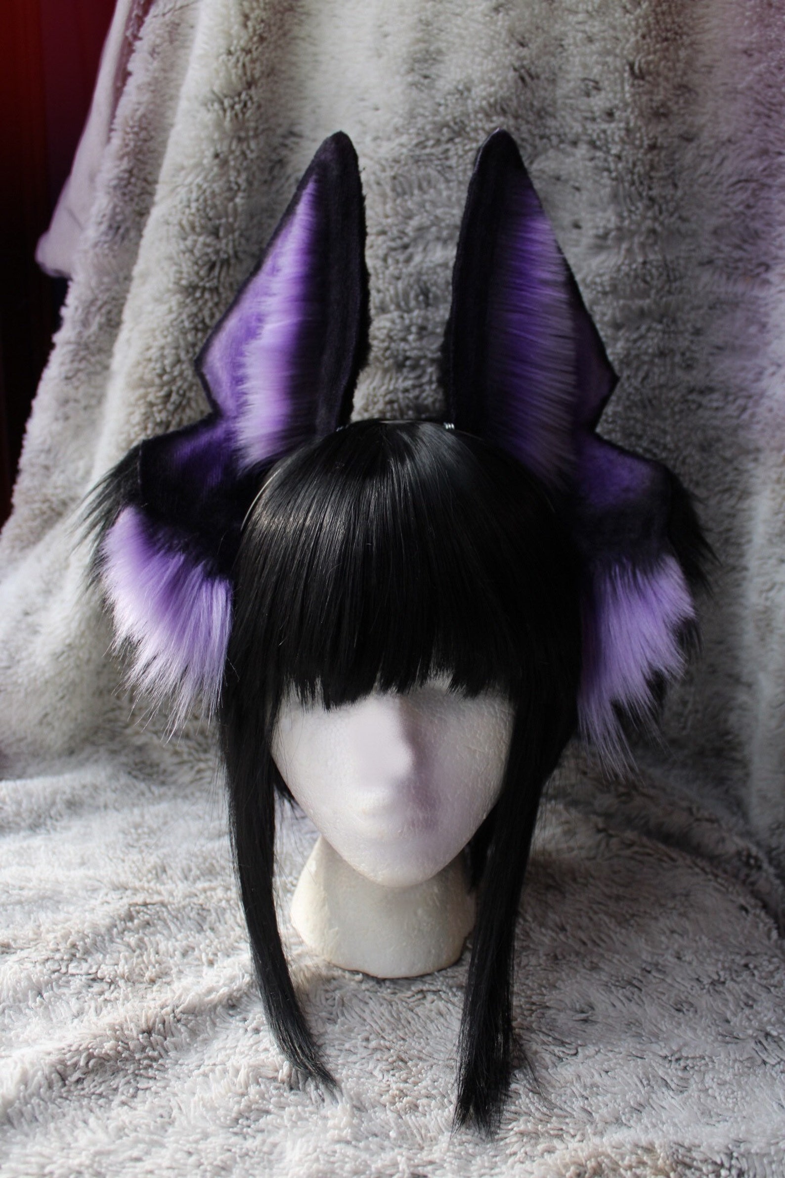 Purple & Black Faux Fur Anubis Ears and Tail - Etsy