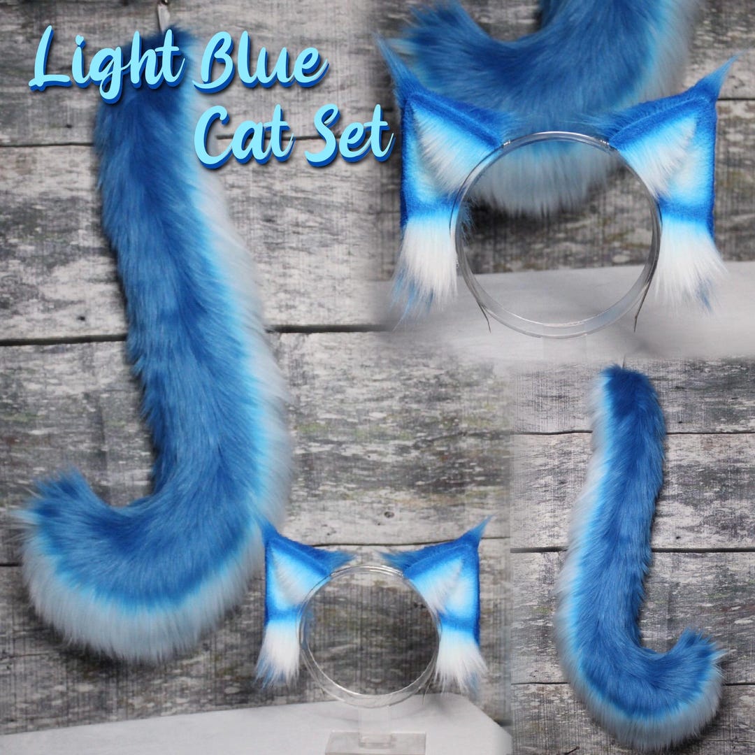 Light Blue Cat Ears and Tail Set - Etsy