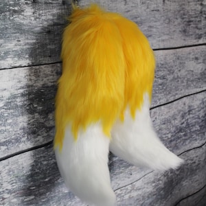 Yellow and White Faux Fur Fox Tails Set - Etsy
