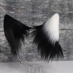 Black and White Whisker Cat Ears White Ear Tip - Etsy