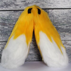 Yellow and White Faux Fur Fox Tails Set - Etsy