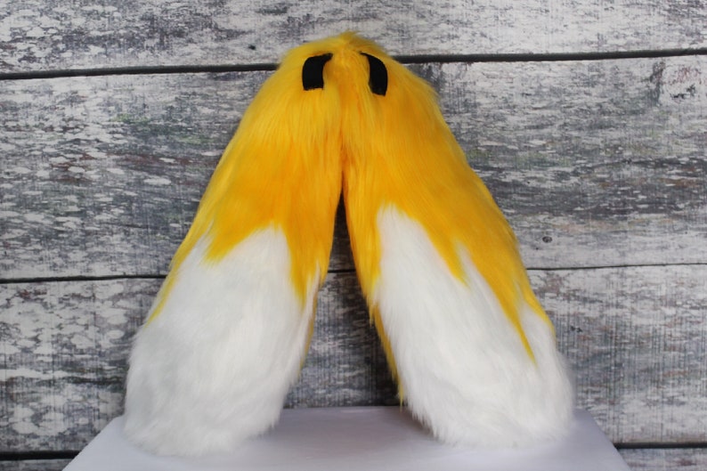Yellow and White Faux Fur Fox Tails Set - Etsy