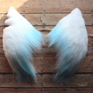 Light Blue and White Faux Fur Bat Ears Headband - Etsy