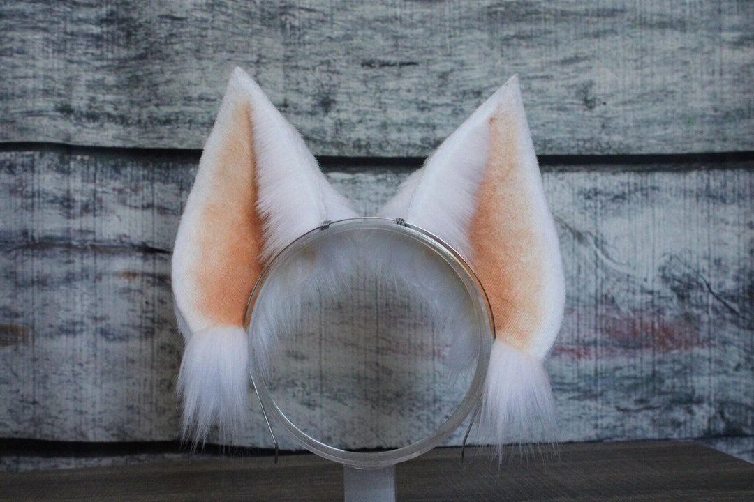 Rouge White Faux Fur Bat Ears Headband - Etsy