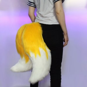 Yellow and White Faux Fur Fox Tails Set - Etsy