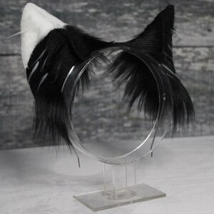 Black and White Whisker Cat Ears White Ear Tip - Etsy