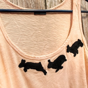 Hand Embroidered Upcycled Cream Tank With Black Rabbits - Etsy
