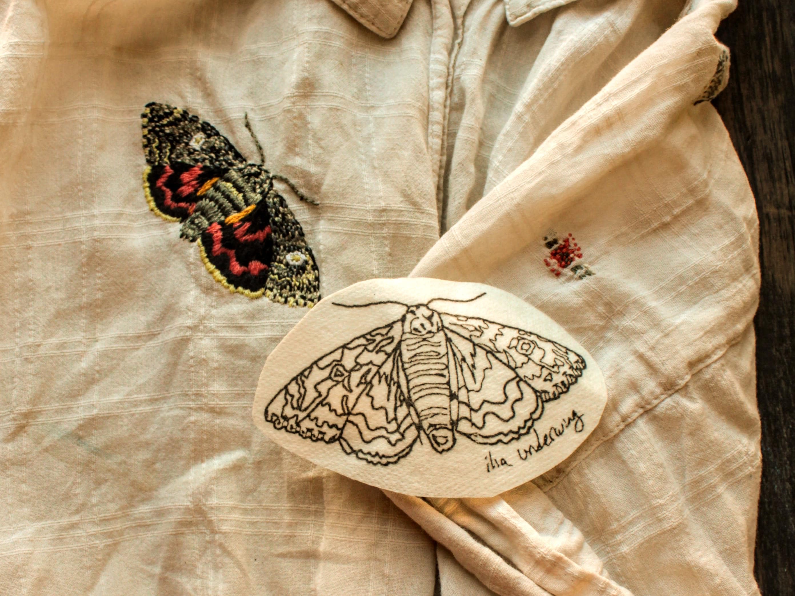 Moth, Ilia Underwing Clothing Tattoo...embroidery Pattern Water Soluble ...