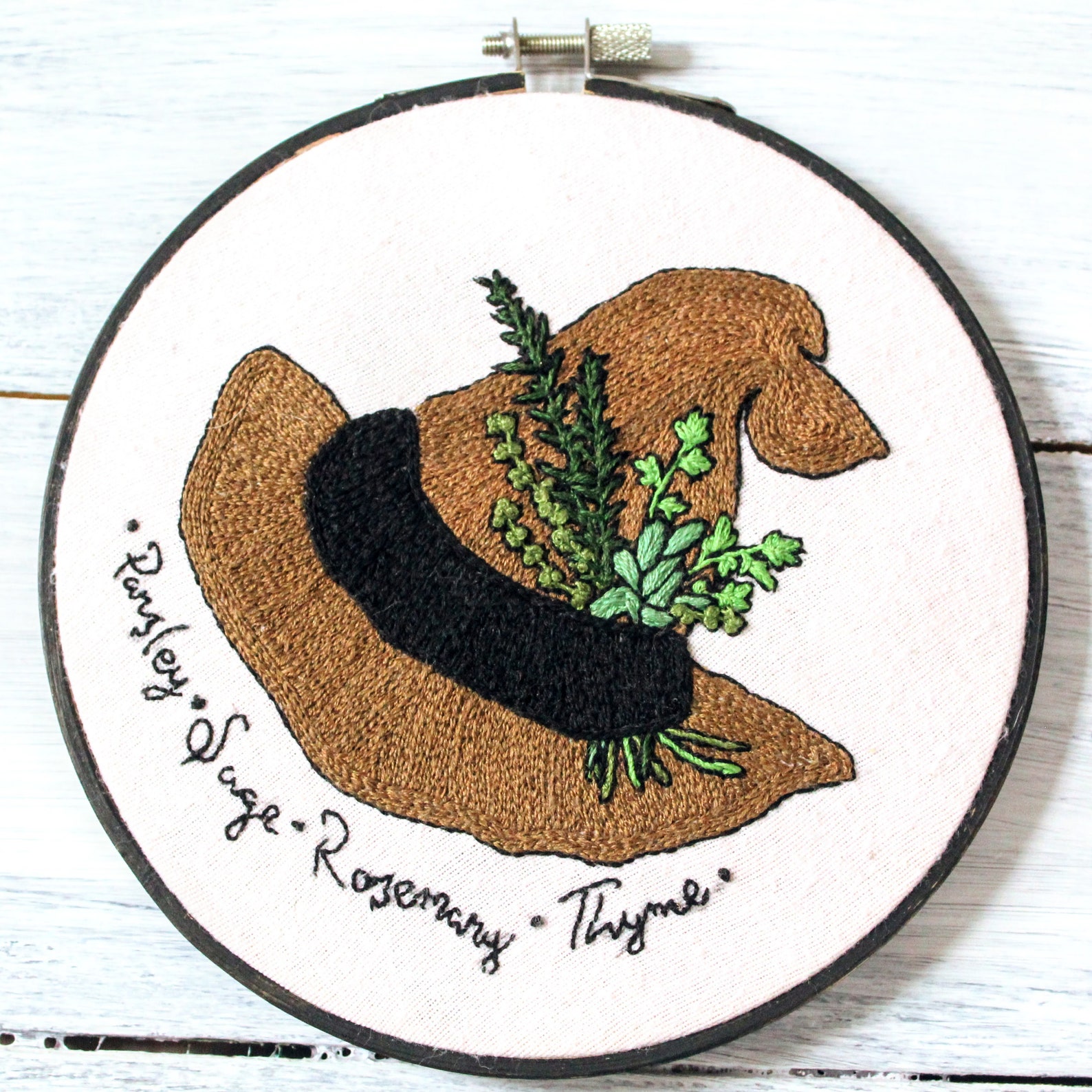 Parsley Sage Rosemary and Thyme Witch's Hat Embroidery Pattern...pdf ...