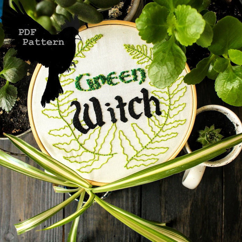 Green Witch Embroidery Pattern...pdf Digital Download - Etsy