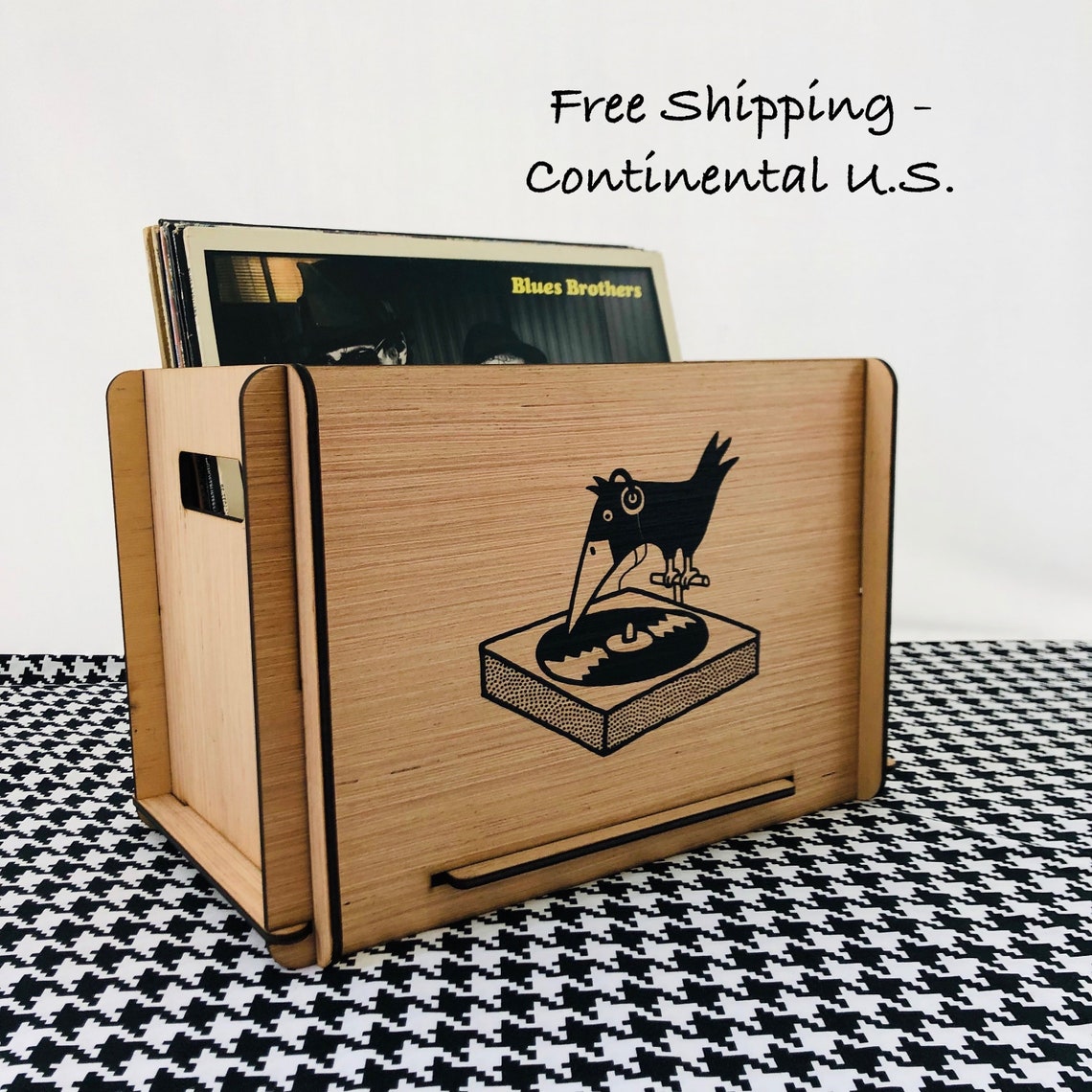 Vinyl Record Crate with Retro Design with FREE U.S. SHIPPING | Etsy