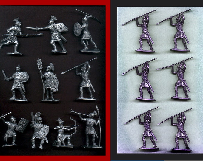 Reamsa Roman Infantry, 16 Plastic Toy Soldiers in Silver Plastic 60mm ...