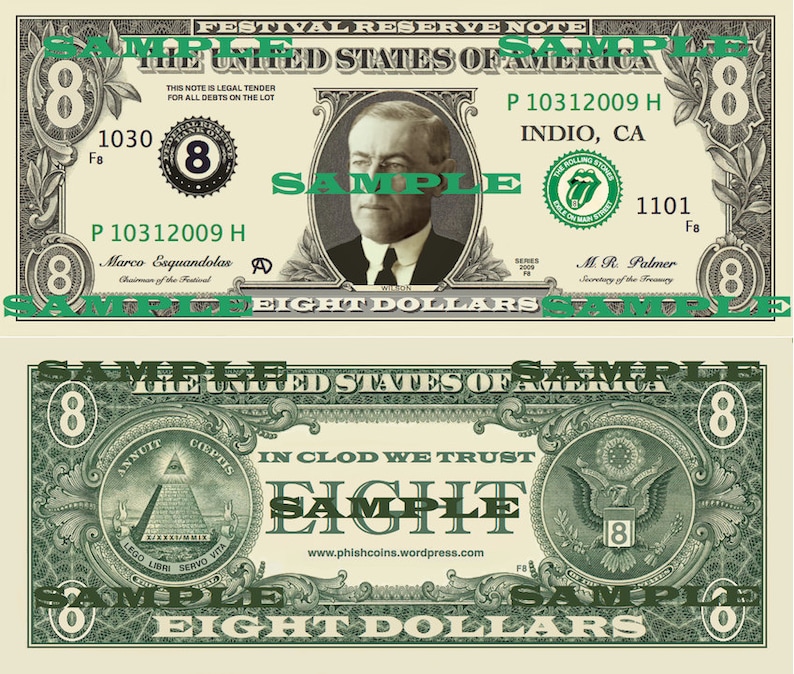 Phish Festival Eight 8 Dollar Bill - Etsy