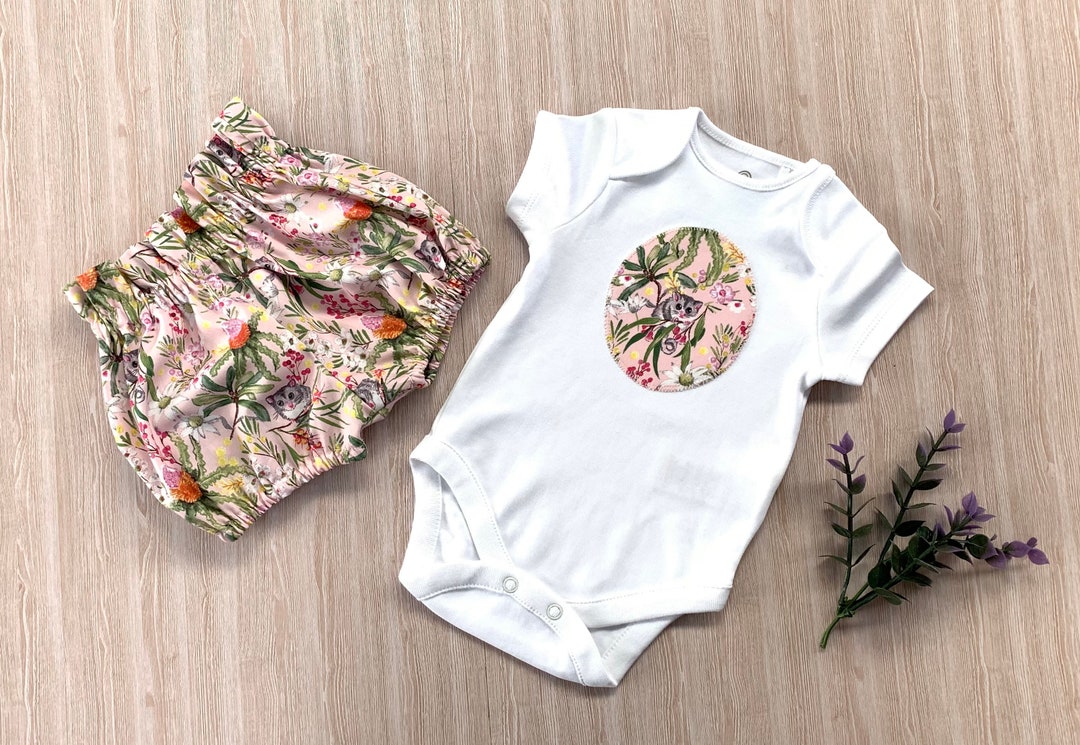Aussie Baby Girl Possum Floral Outfit Pink - Etsy