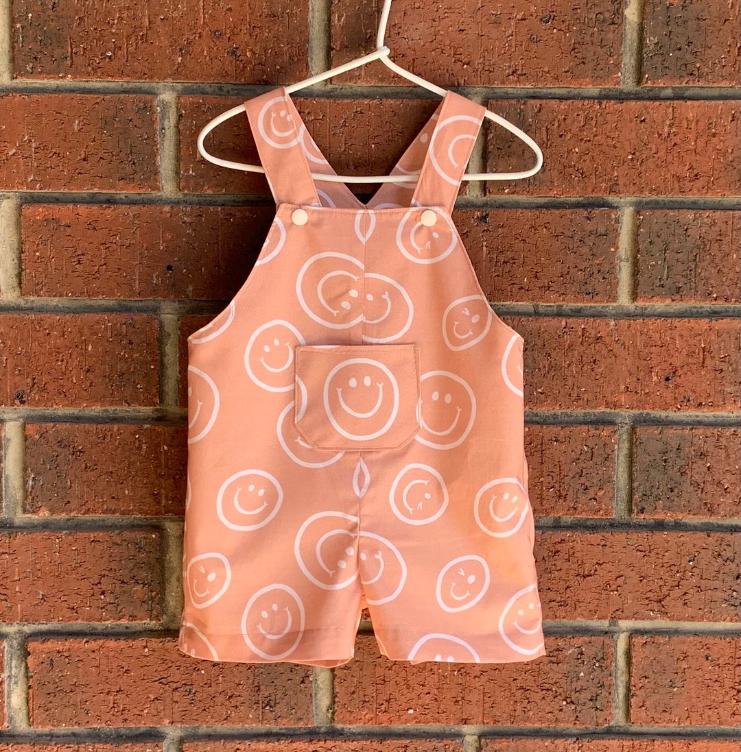 Smiley Face Short Overalls Size 6-12 Months - Etsy