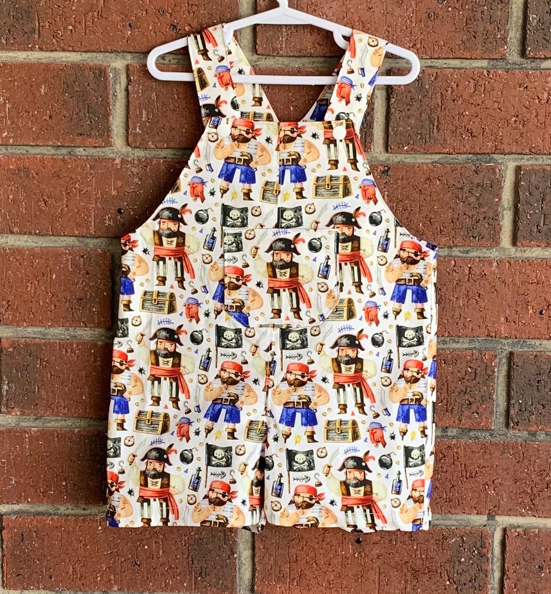 Pirate Print Baby Overalls: Handmade Cotton Birthday Outfit - Etsy