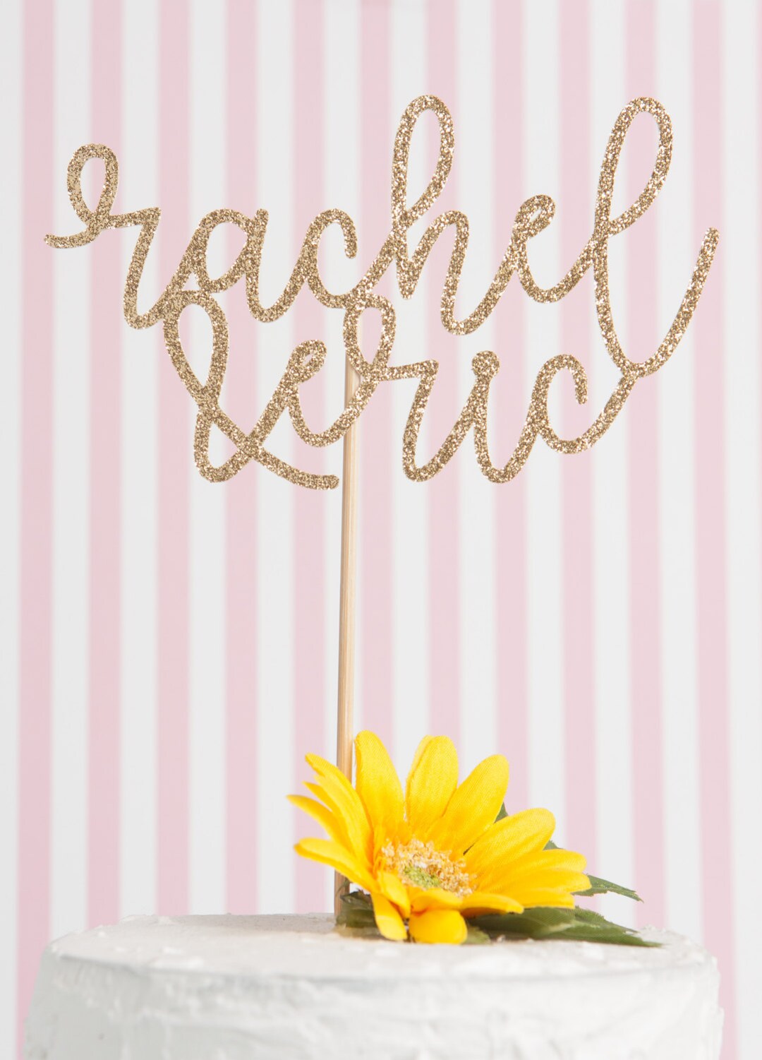 Custom Wedding Cake Topper, Custom Name Cake Topper, Gold Glitter Cake ...