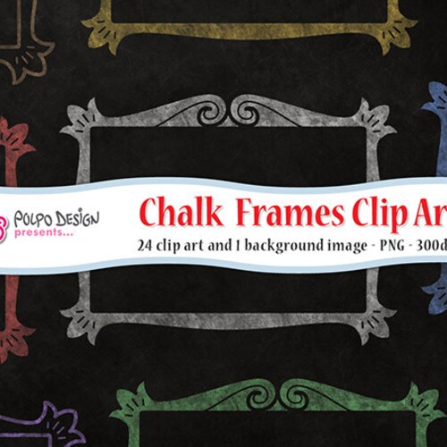 Chalk ART DECO FRAMES Clip Art / Art Deco Chalkboard Clipart / - Etsy