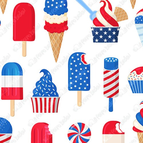 Patriotic Ice Cream 4th of July Clipart 4th of July Clip - Etsy