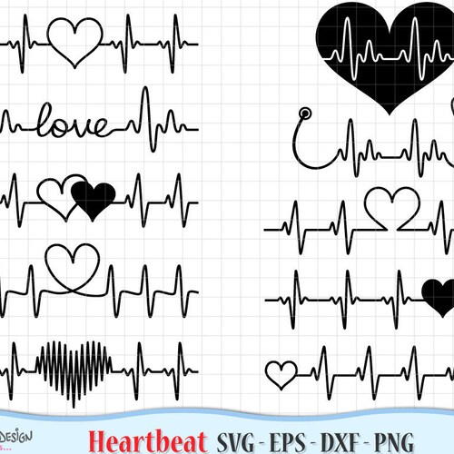 Heartbeat Valentine's SVG. Digital Clipart in Svg Eps Dxf - Etsy