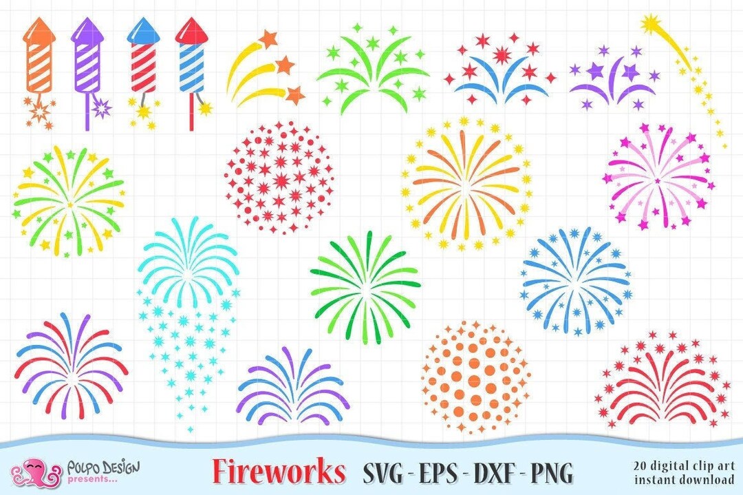 Fireworks SVG, Eps, Dxf and Png. Digital Vector Files Ideal for Cutting ...