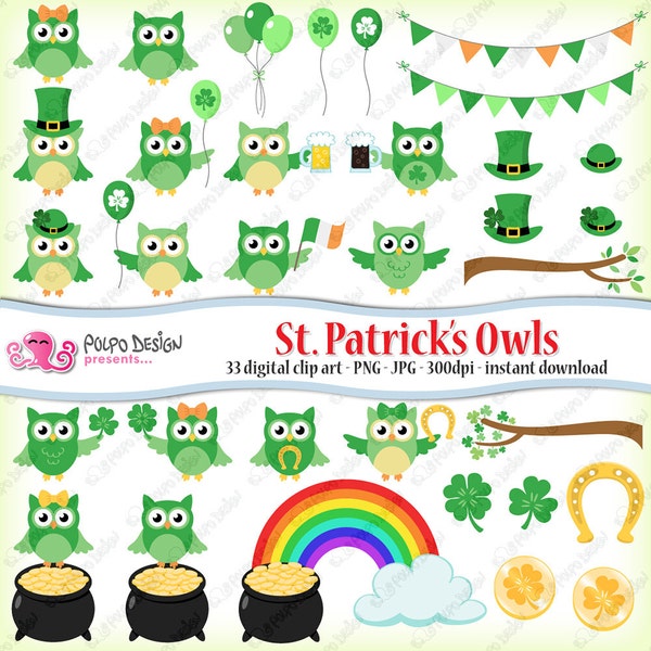 St Patricks Day Owl Etsy