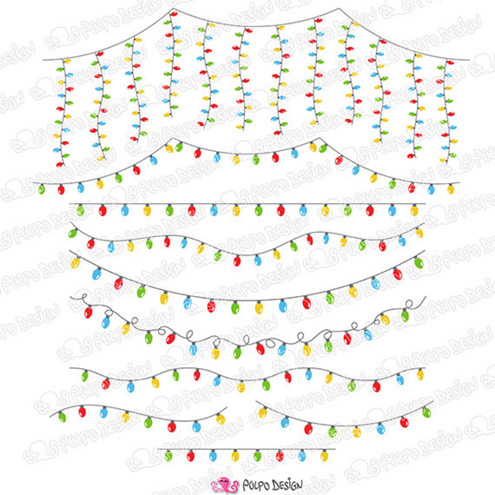 String Lights Bunting Banners Clipart. Digital Clip Art. Commercial ...