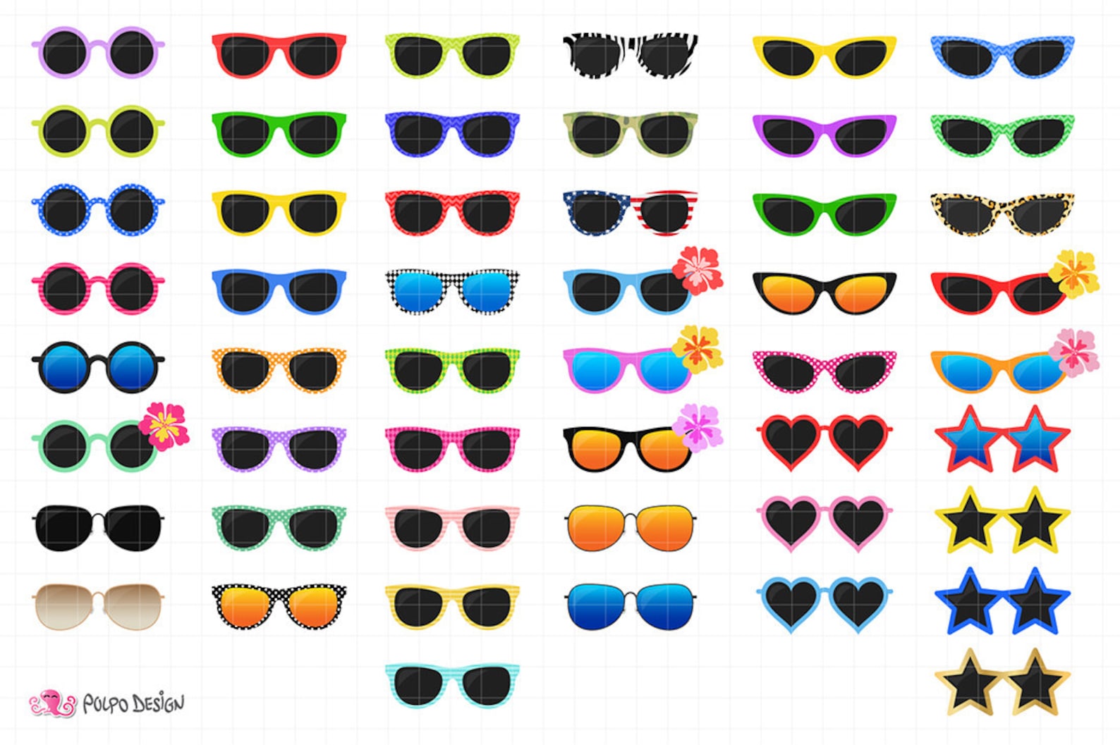 50 Sunglasses Clipart. Digital Sunglasses Clip Art, Pool Party Clipart ...
