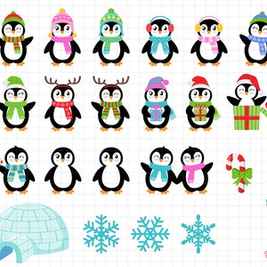 Cute Penguins Clipart. Christmas Penguin Scrapbook, Winter Clip Art ...