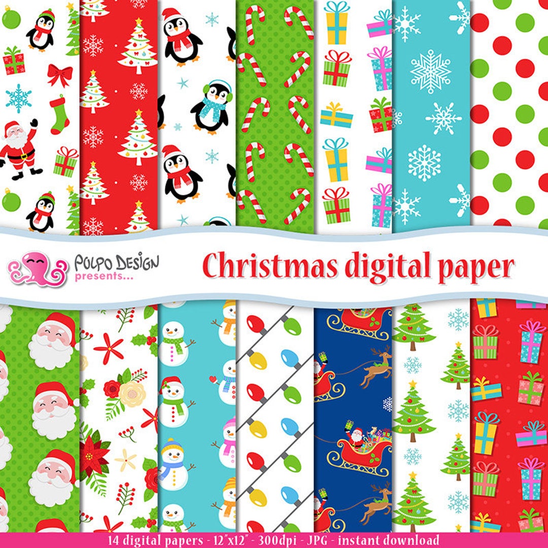 Christmas Digital Paper. Christmas Paper, Tileable Christmas Patterns ...