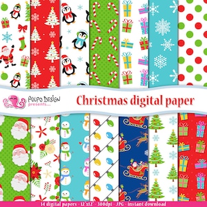 Christmas Digital Paper. Christmas Paper, Tileable Christmas Patterns ...