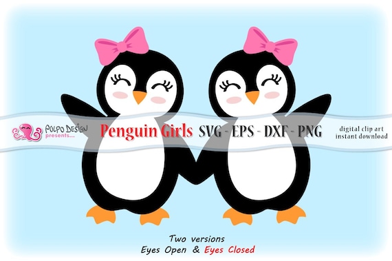 Penguin Girls SVG, Eps, Dxf and Png. Vector files ideal for cutting ...