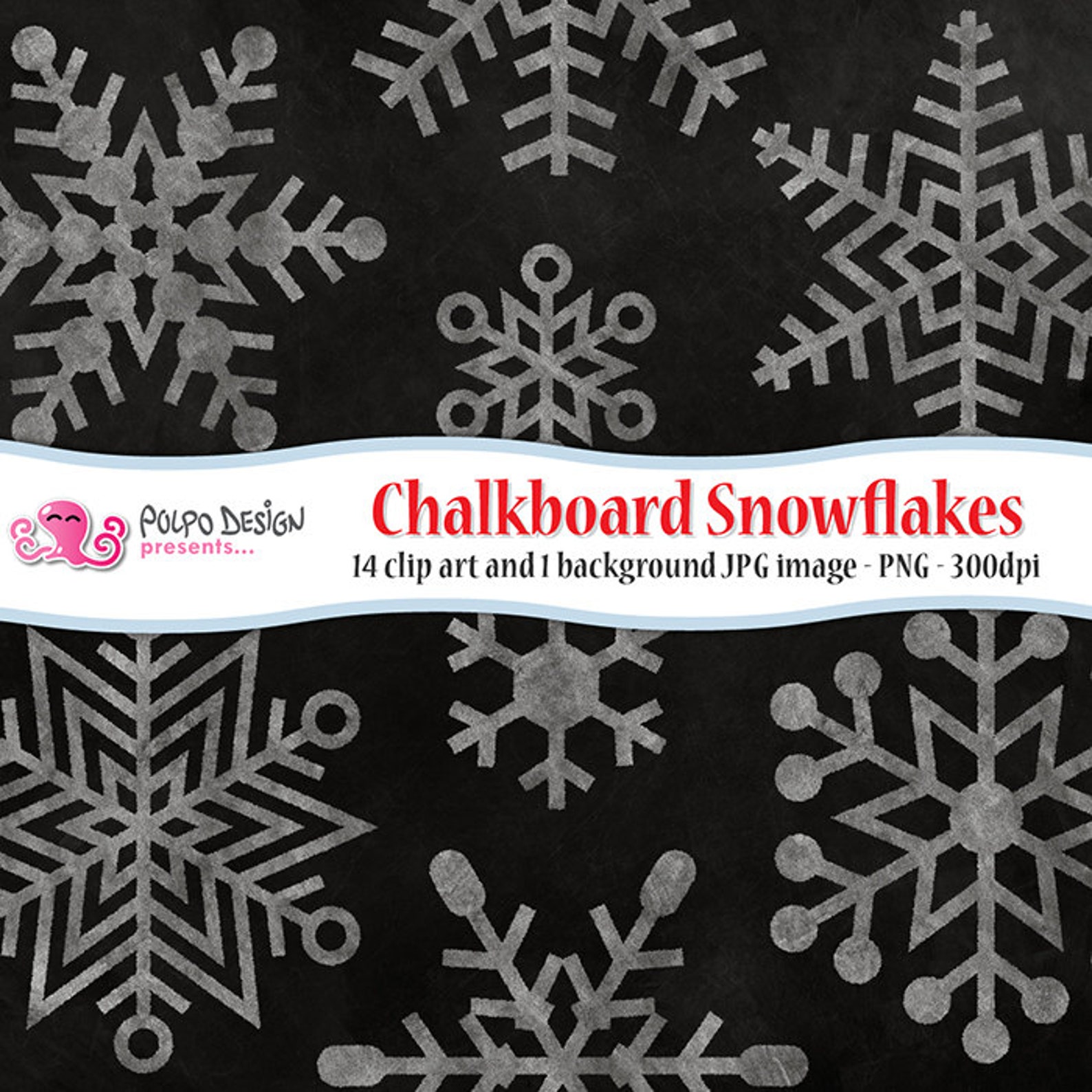 Chalkboard Snowflakes Clipart. Digital Clip Art. Commercial & Personal ...