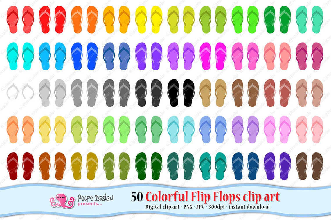 50 Colorful Flip Flops Clipart. Digital Flip Flops Clip Art | Etsy