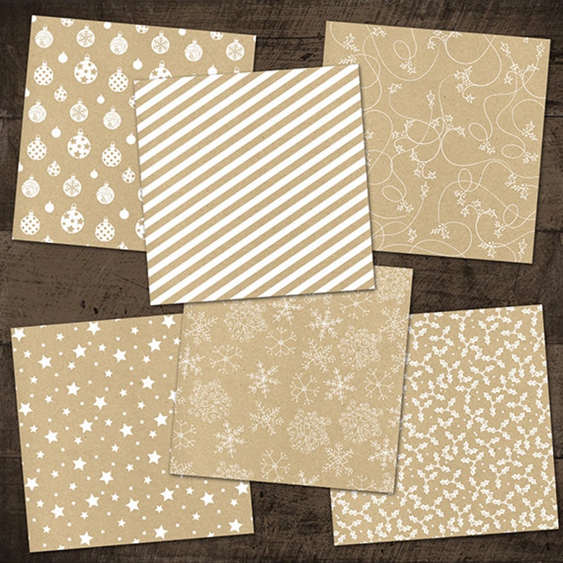 Kraft Christmas Digital Paper. Scrapbook Background. | Etsy